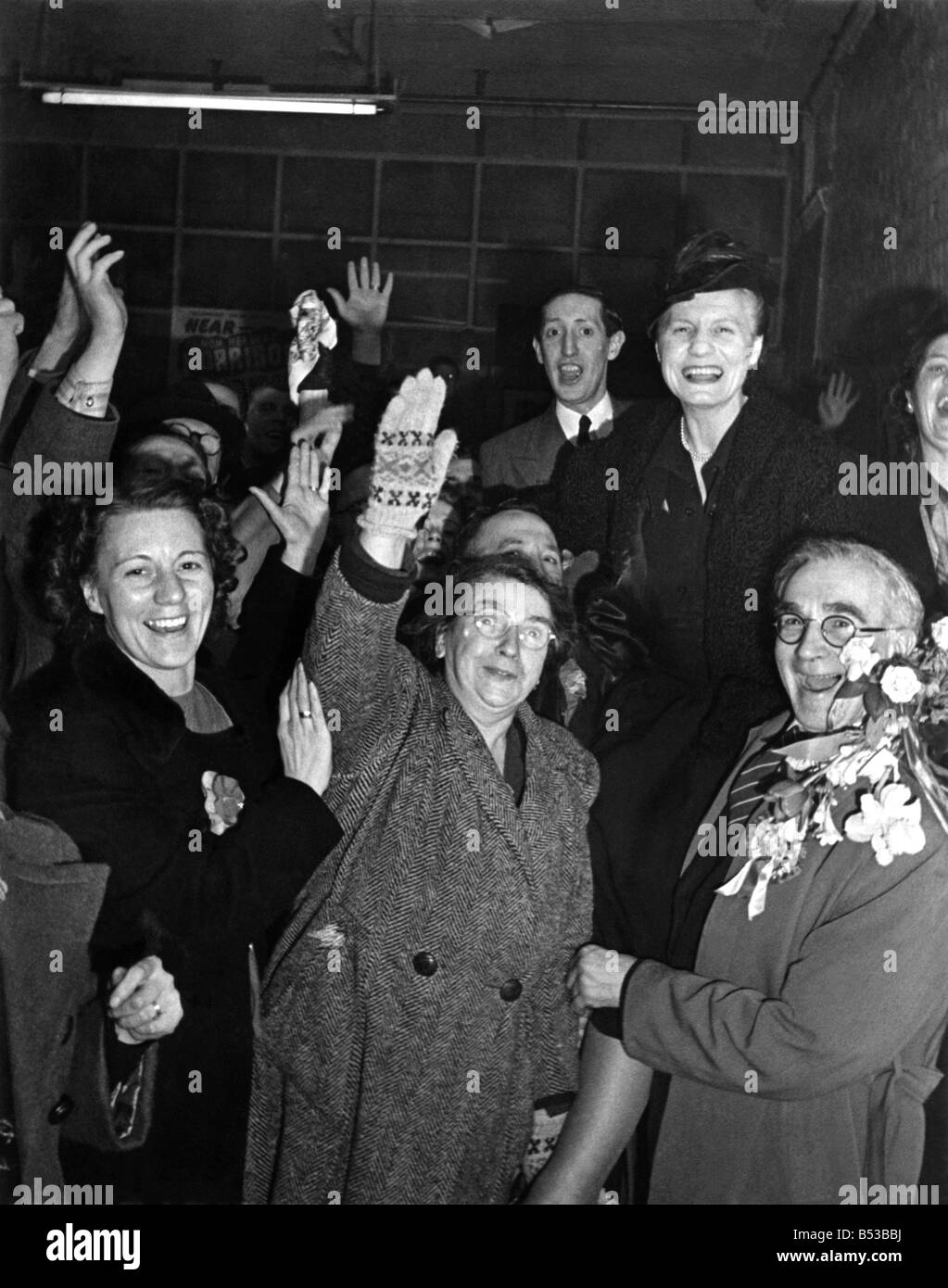 General Election 1950. Dr. Edith Summerskill after winning the Labour ...