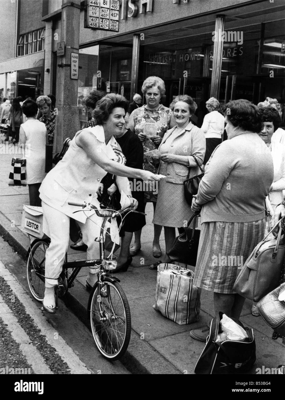 General Election 1970: The Candidate on a Bike. The housewives in the ...