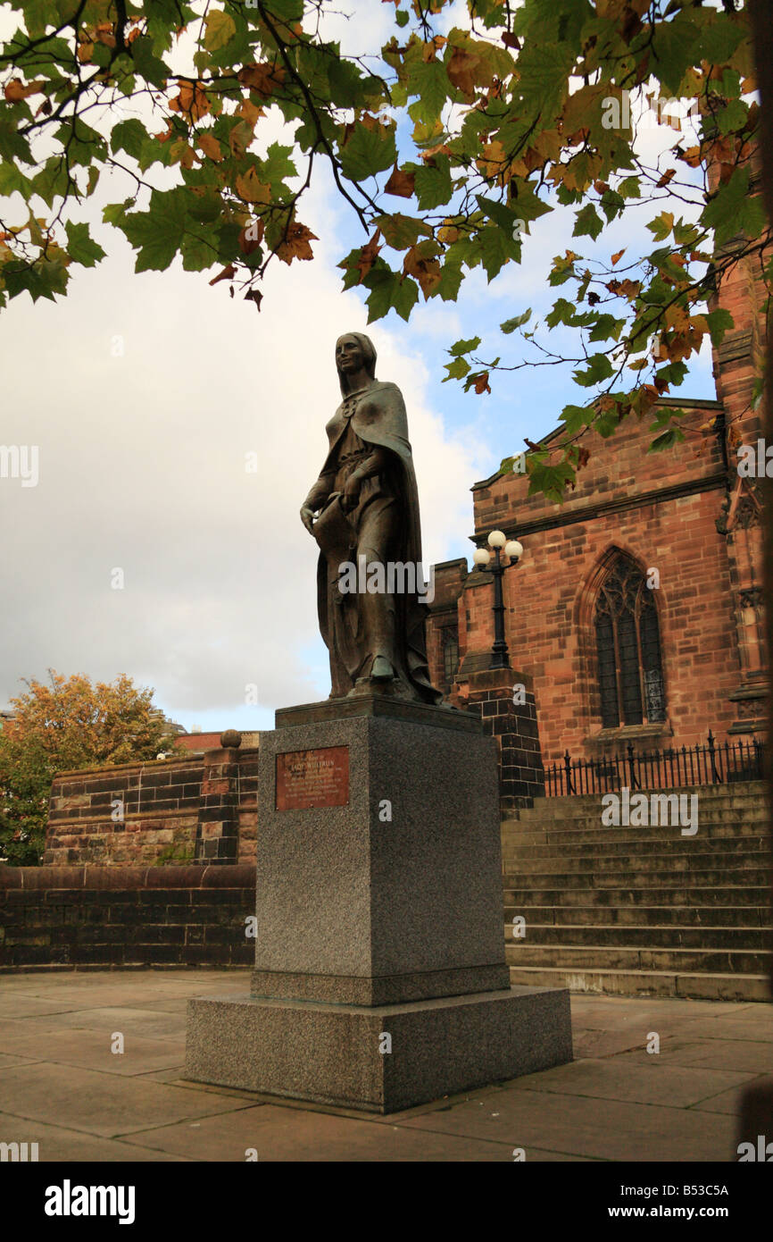 A bronze statue by Sir Charles Wheeler of Lady Wulfruna, the founder of ...