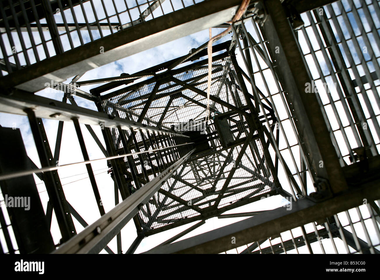 Detail shot looking up at a pylon Stock Photo - Alamy