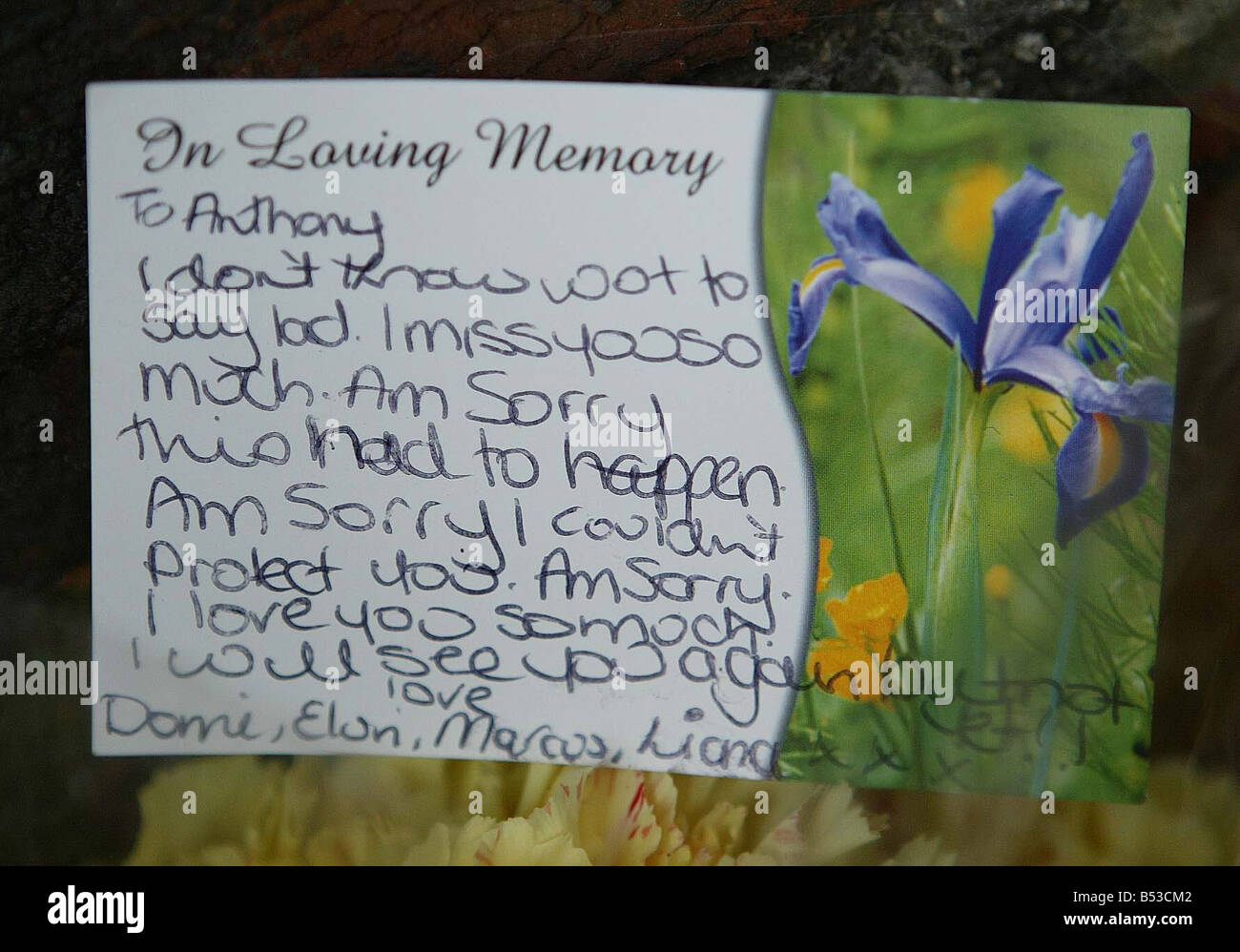 Message on flowers at Anthony Walker murder scene McGoldrcik Park ...