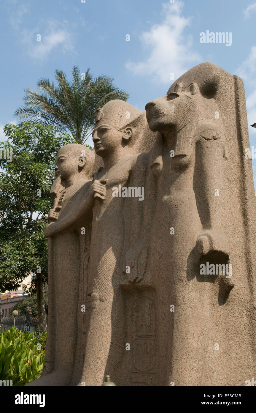 Pharaonic statues displayed at the courtyard of the Museum of Egyptian ...