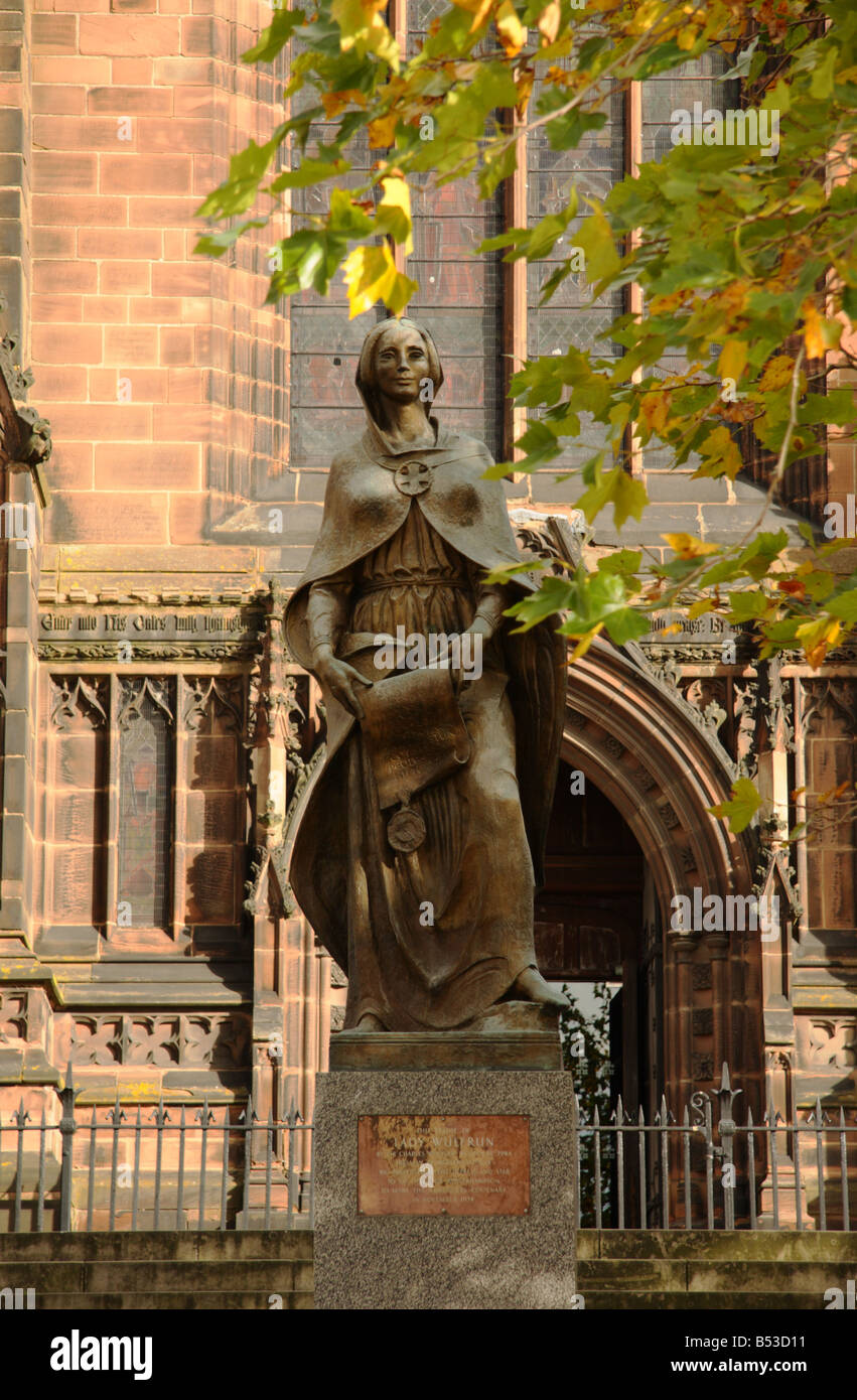 A bronze statue by Sir Charles Wheeler of Lady Wulfruna, the founder of ...