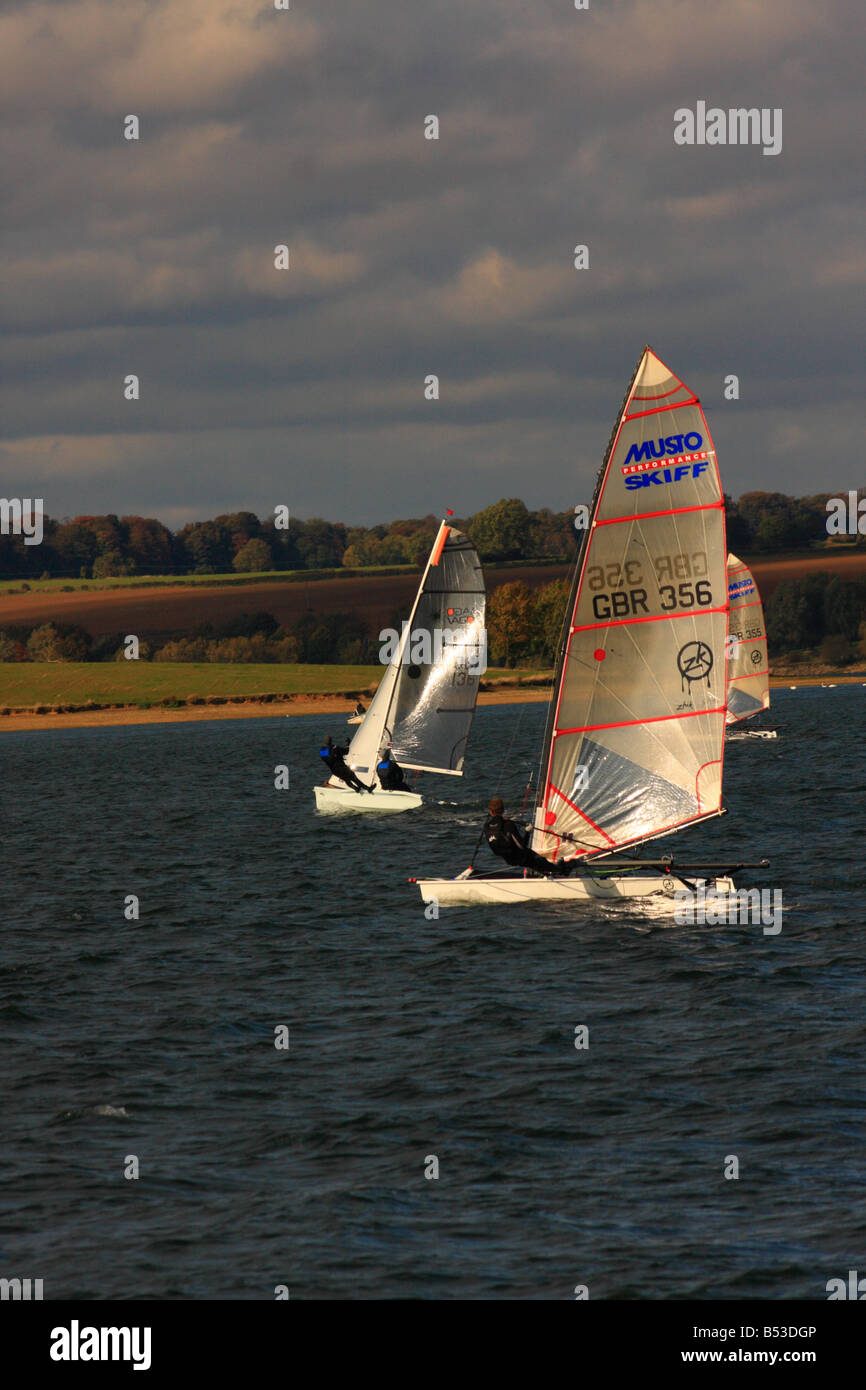 Two sailing boats racing in bright windy weather Stock Photo - Alamy