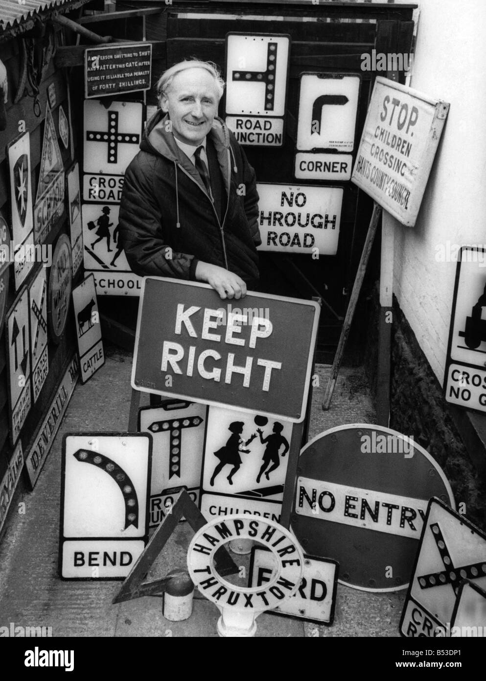 Signs of past times. Collecting road signs. March 1968 P017778 Stock ...