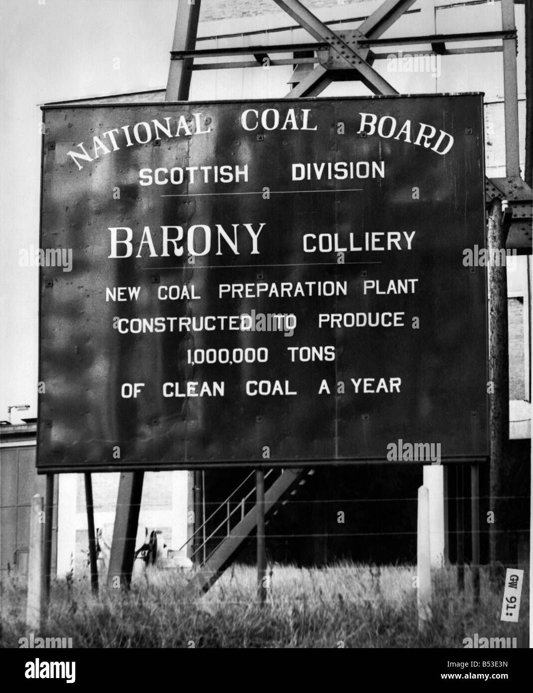 Notice board outside Barony Colliery in Ayrshire which was closed by ...
