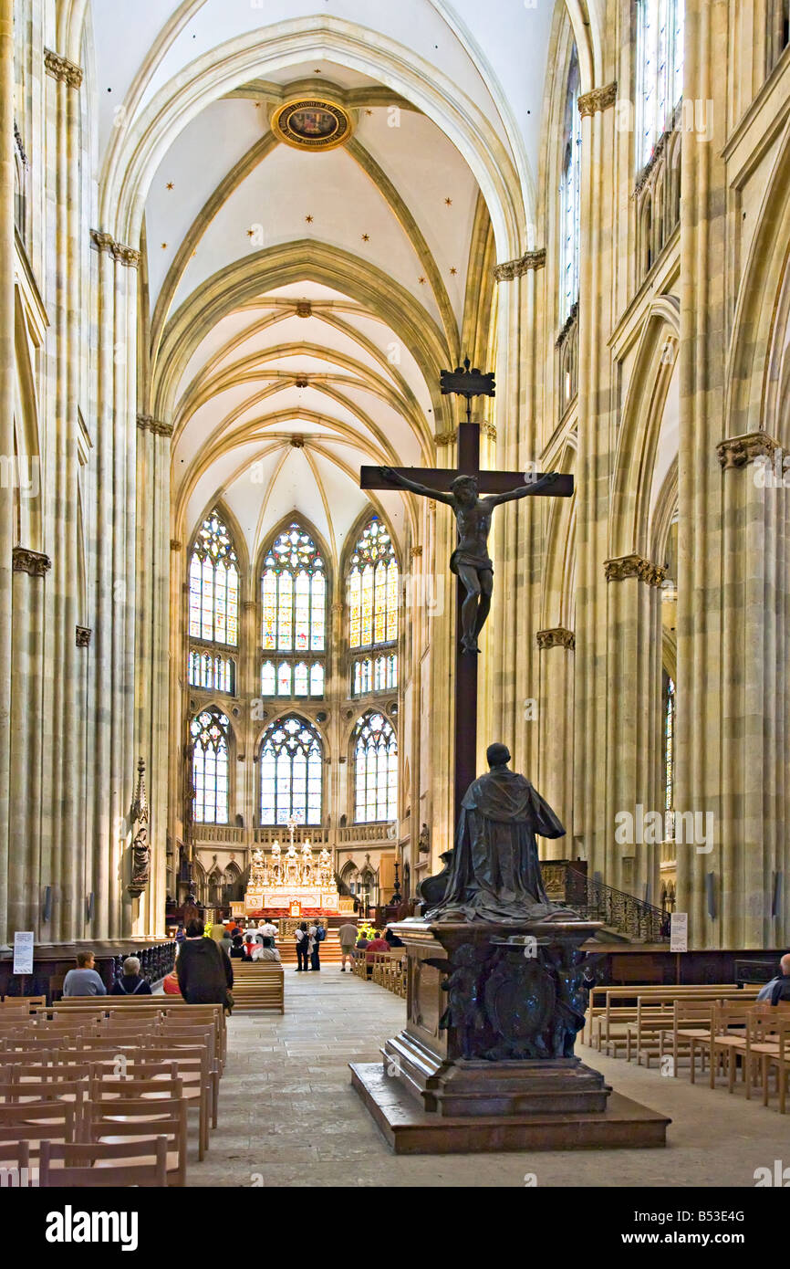 Christ on cross statue in Kathedrale St Peter or Regensburger Dom ...