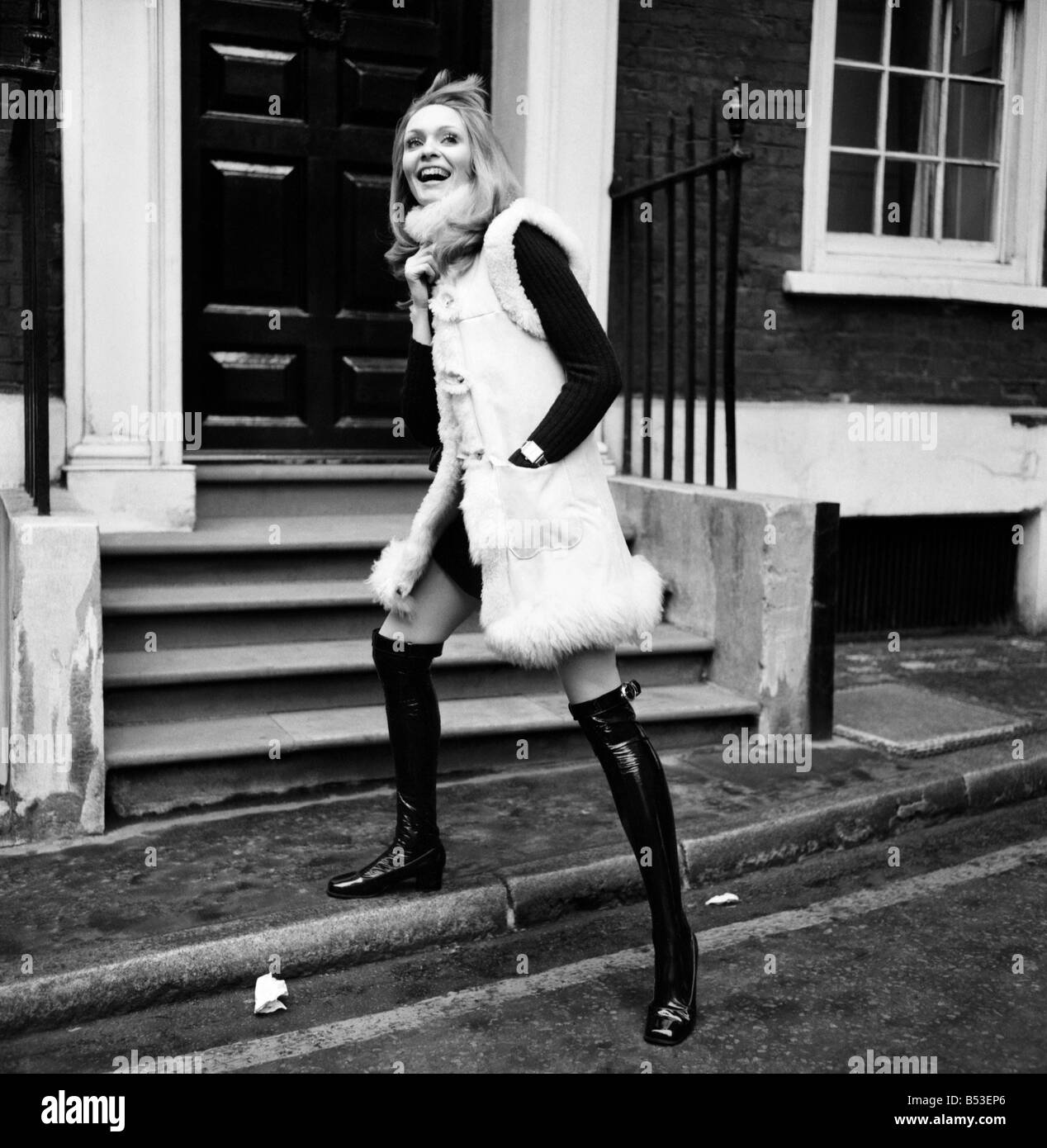 Model Blanche Webb wearing a fur jacket. November 1969 Z11350-003 Stock ...