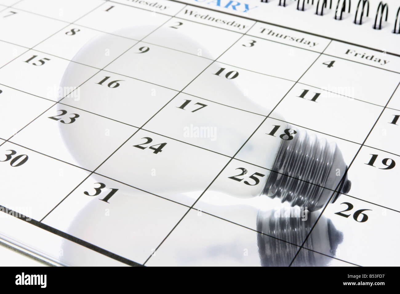 Calendar and Light Bulb Stock Photo - Alamy