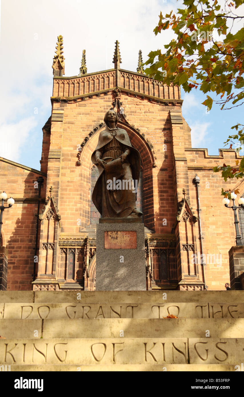 A bronze statue by Sir Charles Wheeler of Lady Wulfruna, the founder of ...
