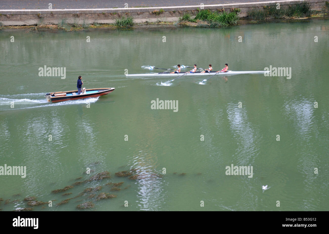 A shell racing team on the Tiber River in Rome Stock Photo - Alamy