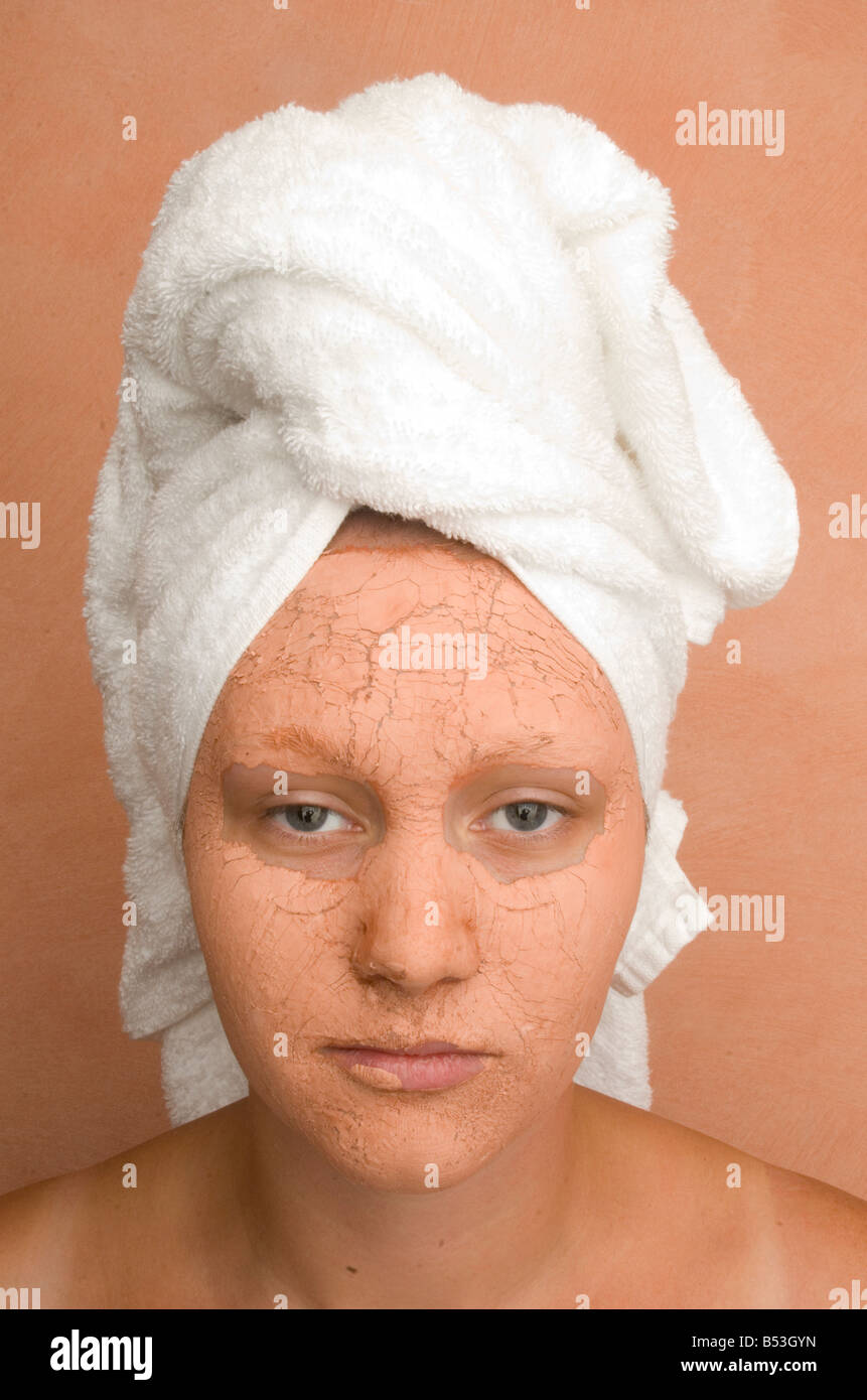 woman with clay beauty mask Stock Photo - Alamy
