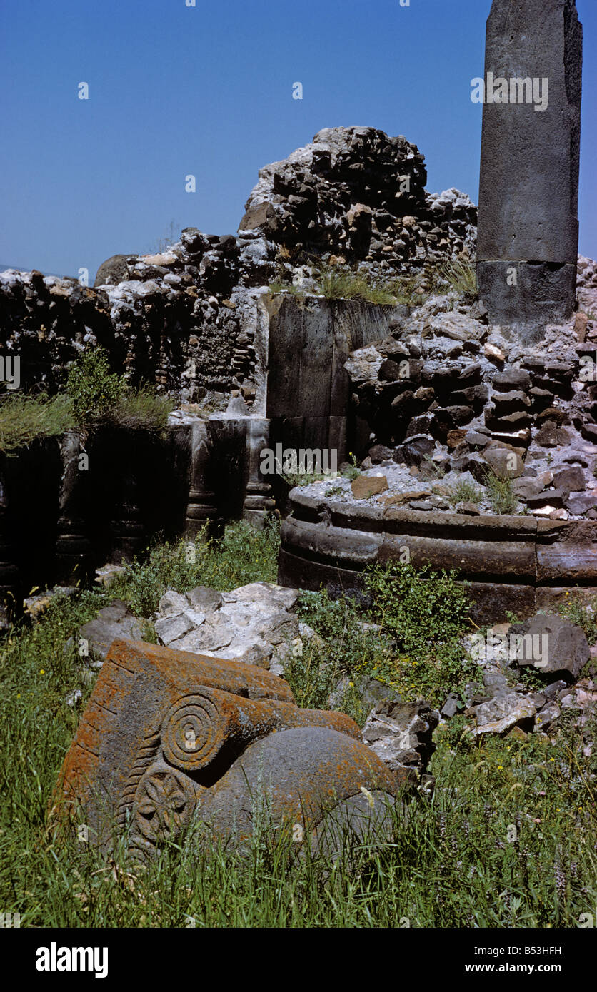 Basalt capital inside the ruins of the Church of Gregory of Gagik (c ...