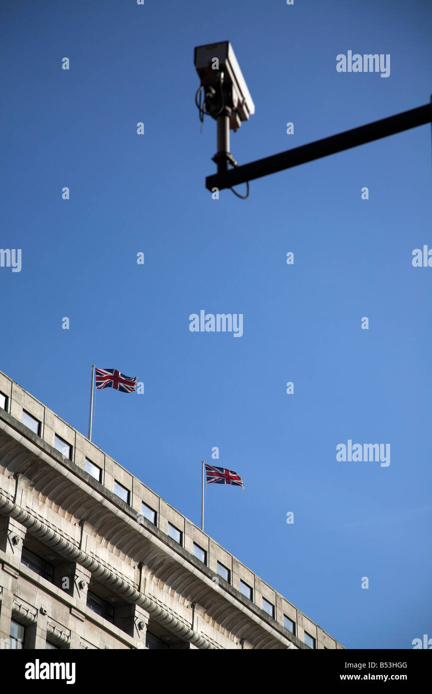 CCTV Camera and Union Jack flags Stock Photo - Alamy