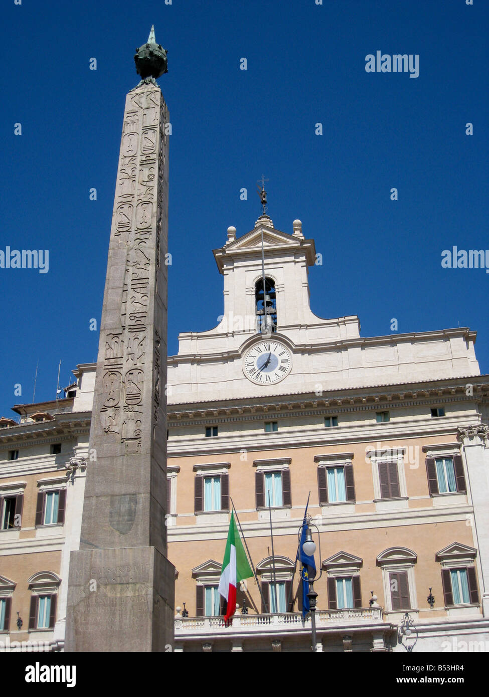 Obelisk of Montecitorio in Piazza di Montecitorio Rome Italy Stock ...