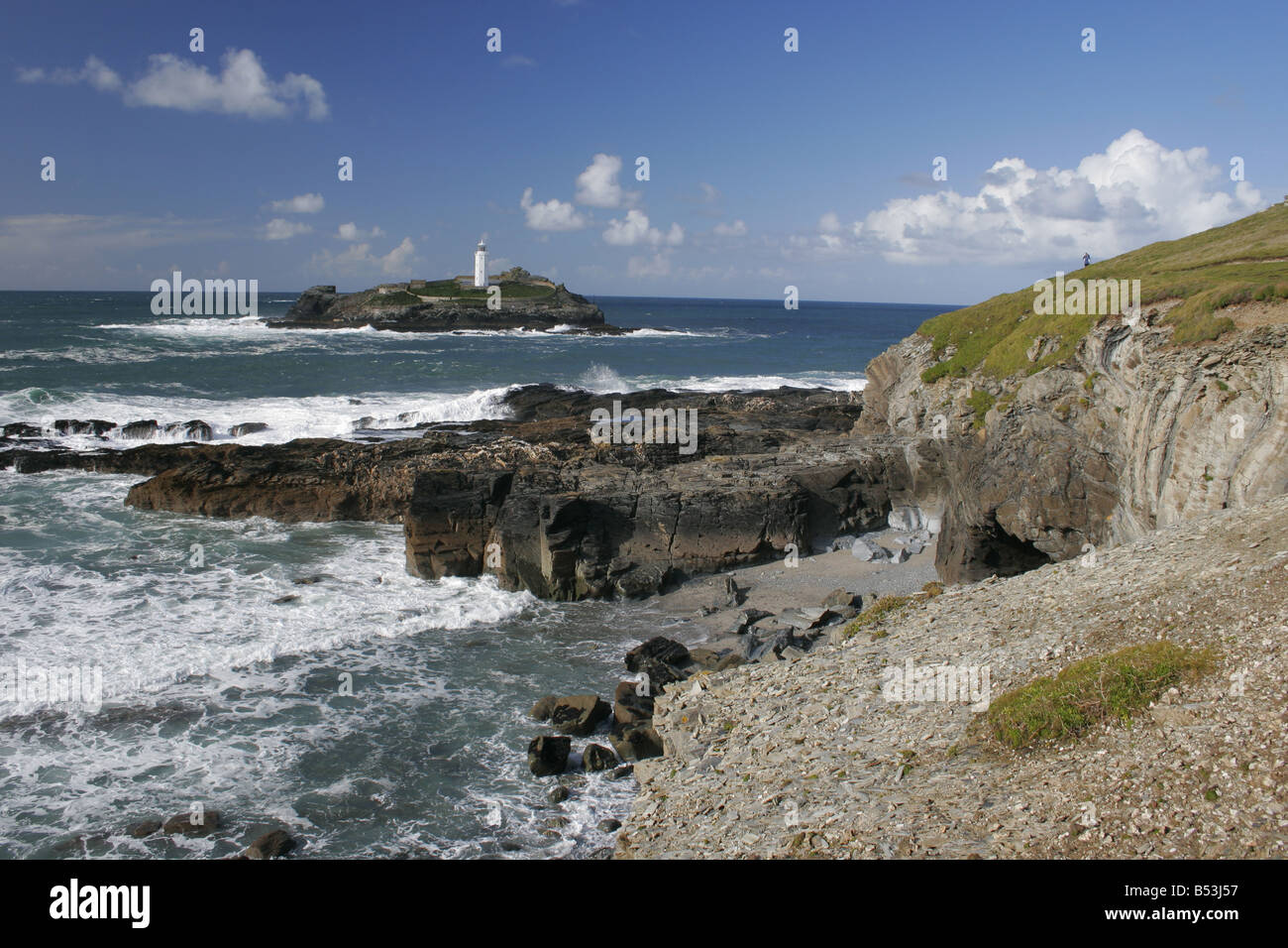 Godrevy Island off Godrey Point on the North Cornwall Coast, England ...