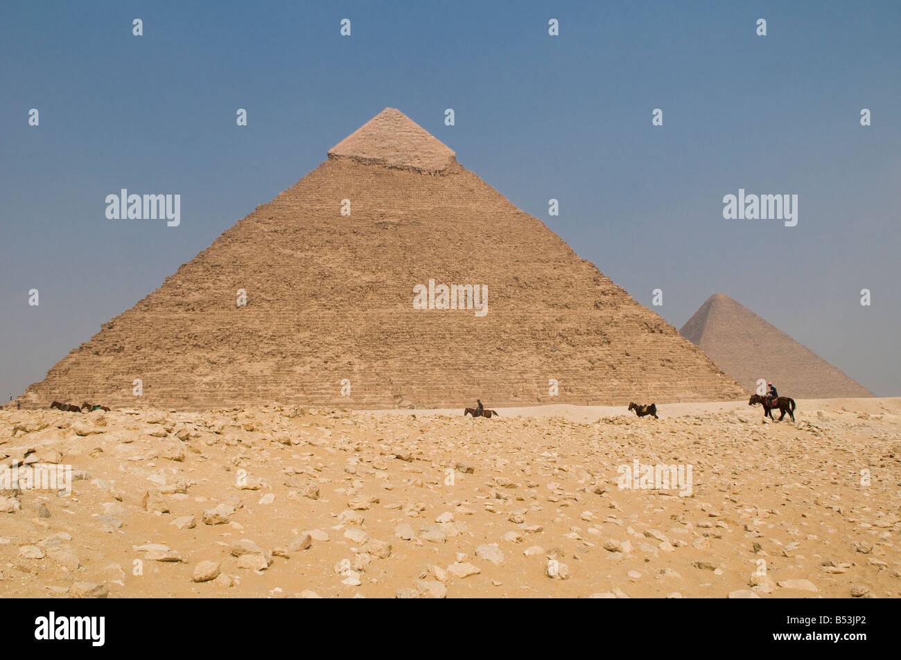 The Pyramid of Khafre or Chephren made of limestone blocks weighing ...