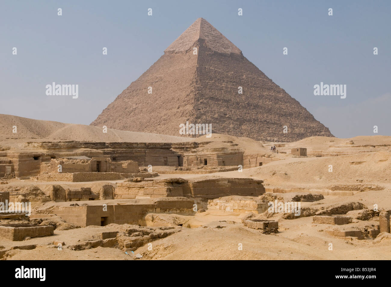 The Pyramid of Khafre or Chephren made of limestone blocks weighing ...