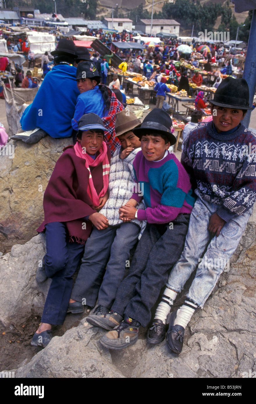 Ecuadorans, Ecuadoran, young boys, boys, children, front view, Indian ...
