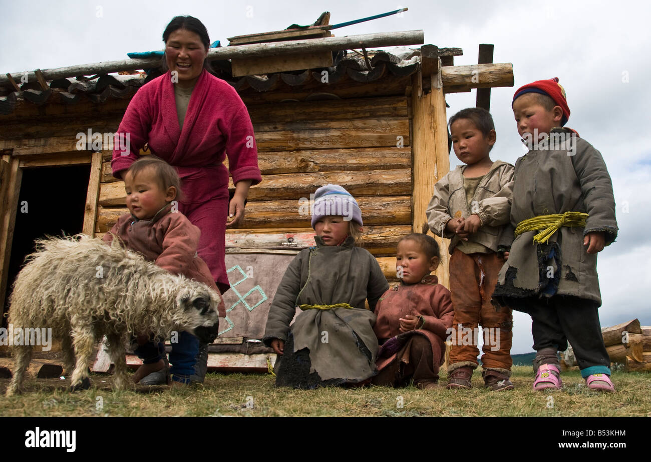Nomad Family in Northern Mongolia Stock Photo - Alamy