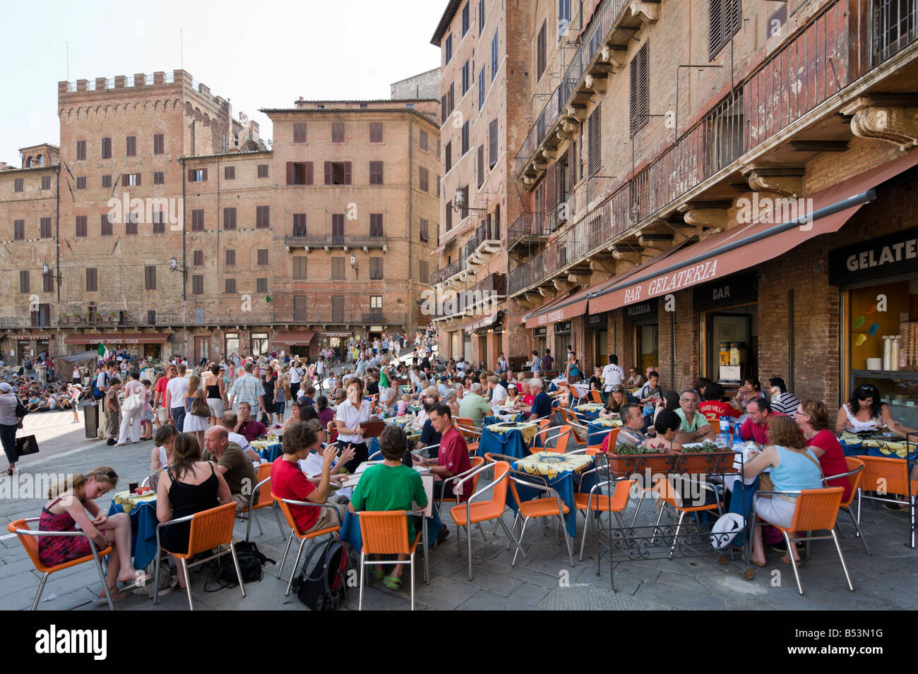 Sidewalk Cafe and Gelateria in The Campo, Siena, Tuscany, Italy Stock ...