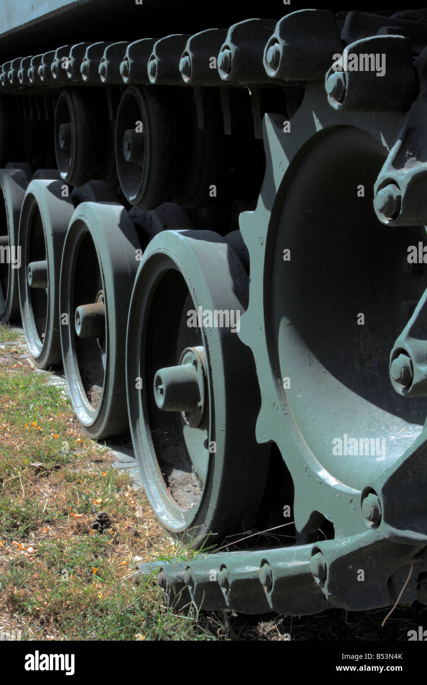 WWII Era US Sherman Battle tank tracks sinking into the ground Stock ...
