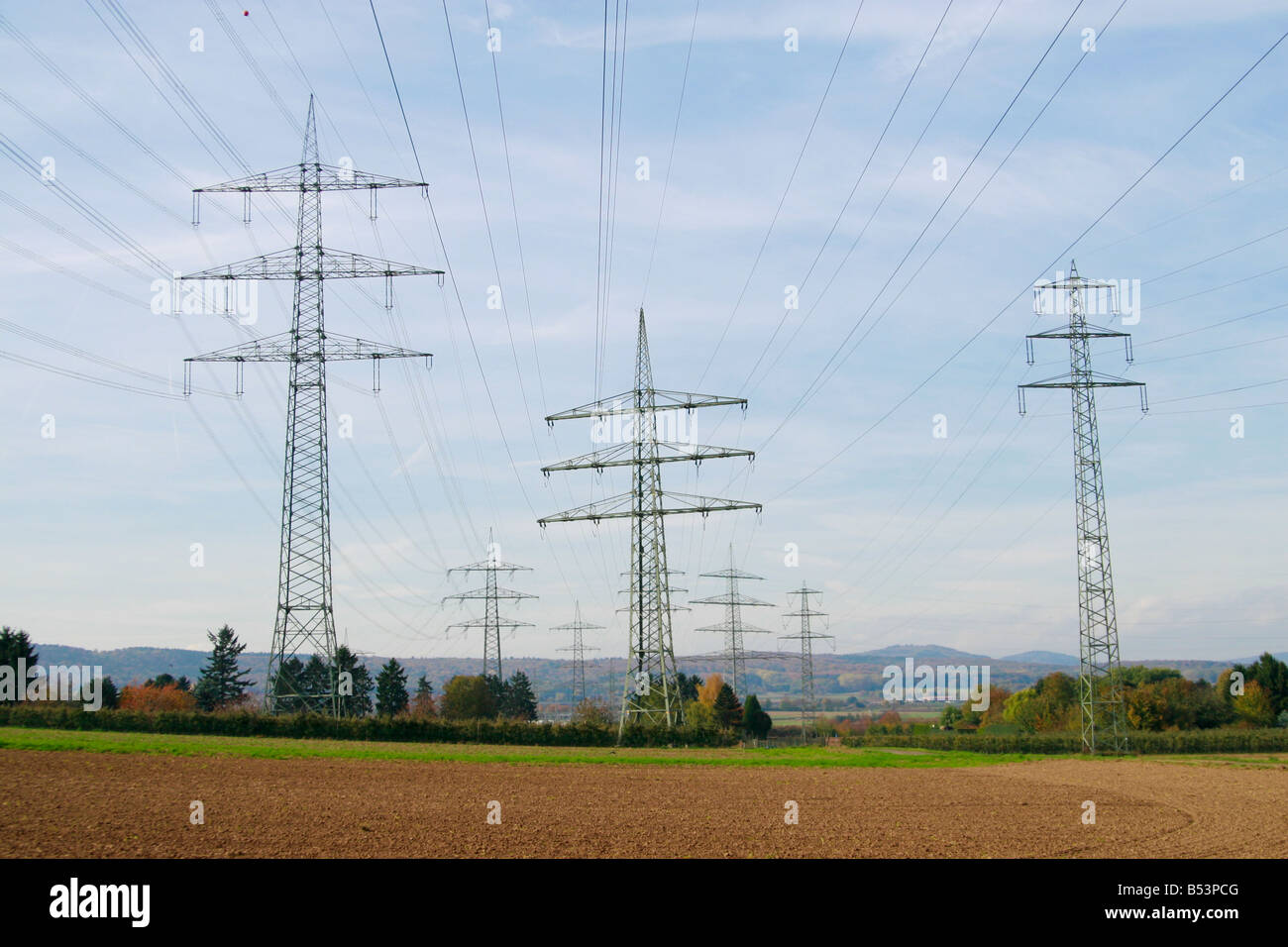 three electrical towers Stock Photo - Alamy