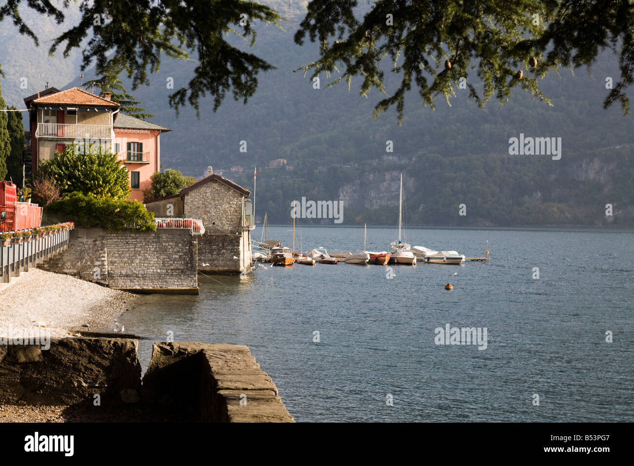 Lake Como coast and alps, Laglio, Como, Italy Stock Photo - Alamy