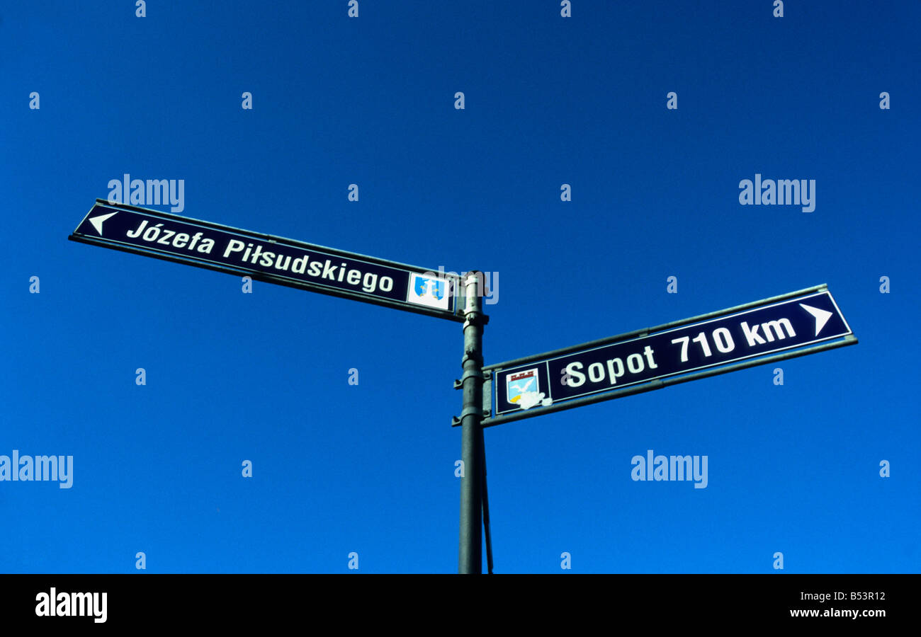 Sign post with a sign showing the street name and the other one showing ...