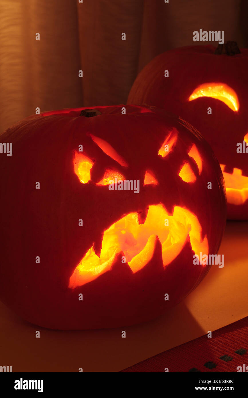 Angry face face halloween pumpkins hi-res stock photography and images ...