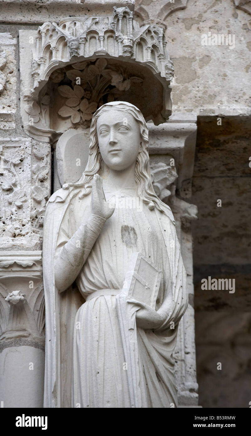 13th Century statue of Saint Modesta Chartres Cathedral Eure et Loir ...