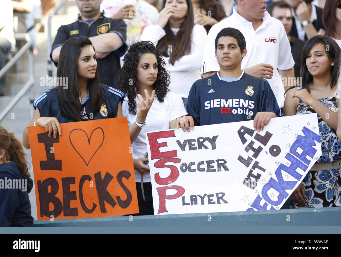 L.A Galaxy vs Chelsea in Los Angeles USA. David Beckham' fans Stock ...