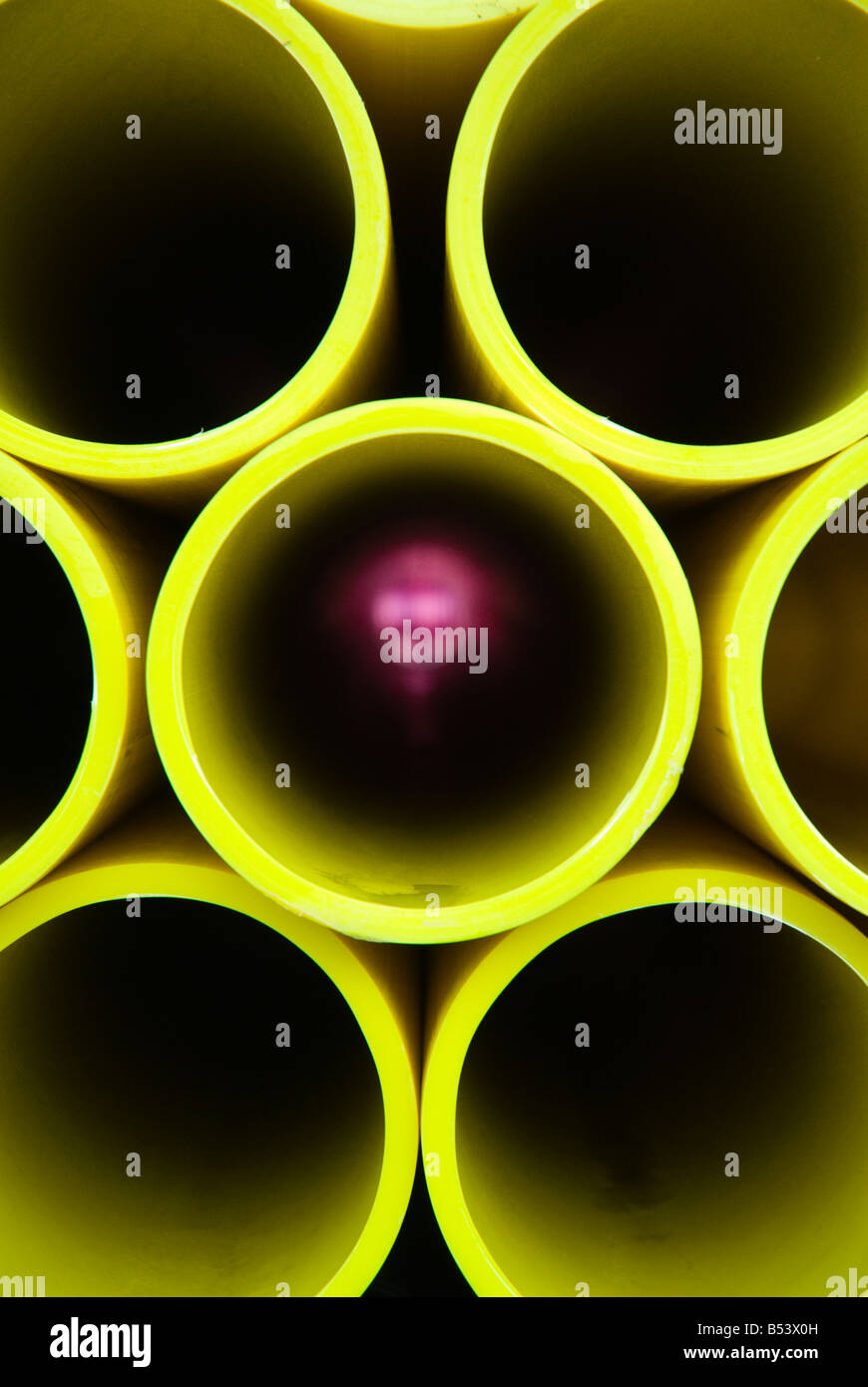 Yellow Plastic Pipes Stock Photo - Alamy