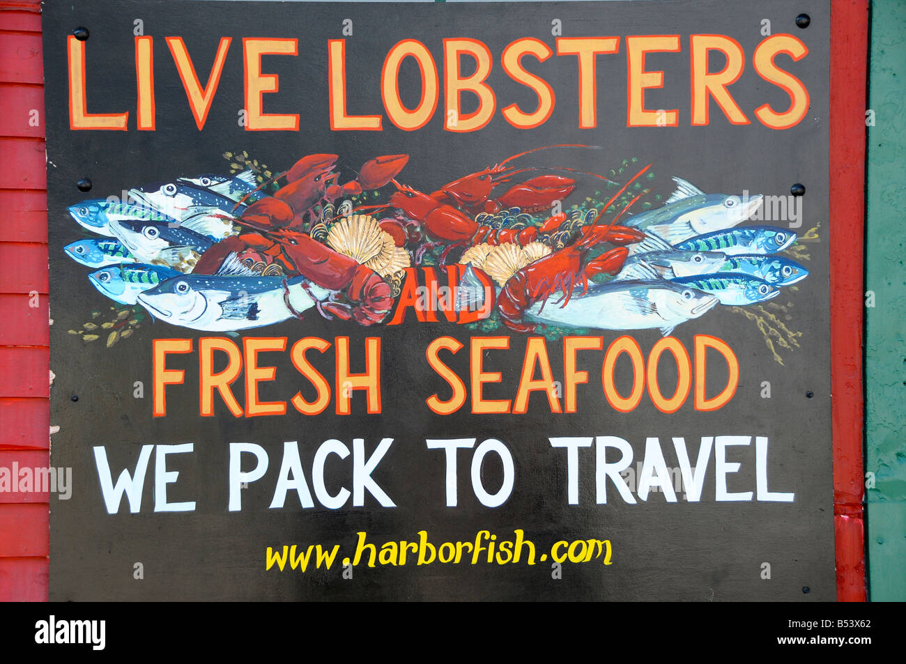 Sign for the HarborFish Seafood Company, Portland, Maine, USA Stock ...