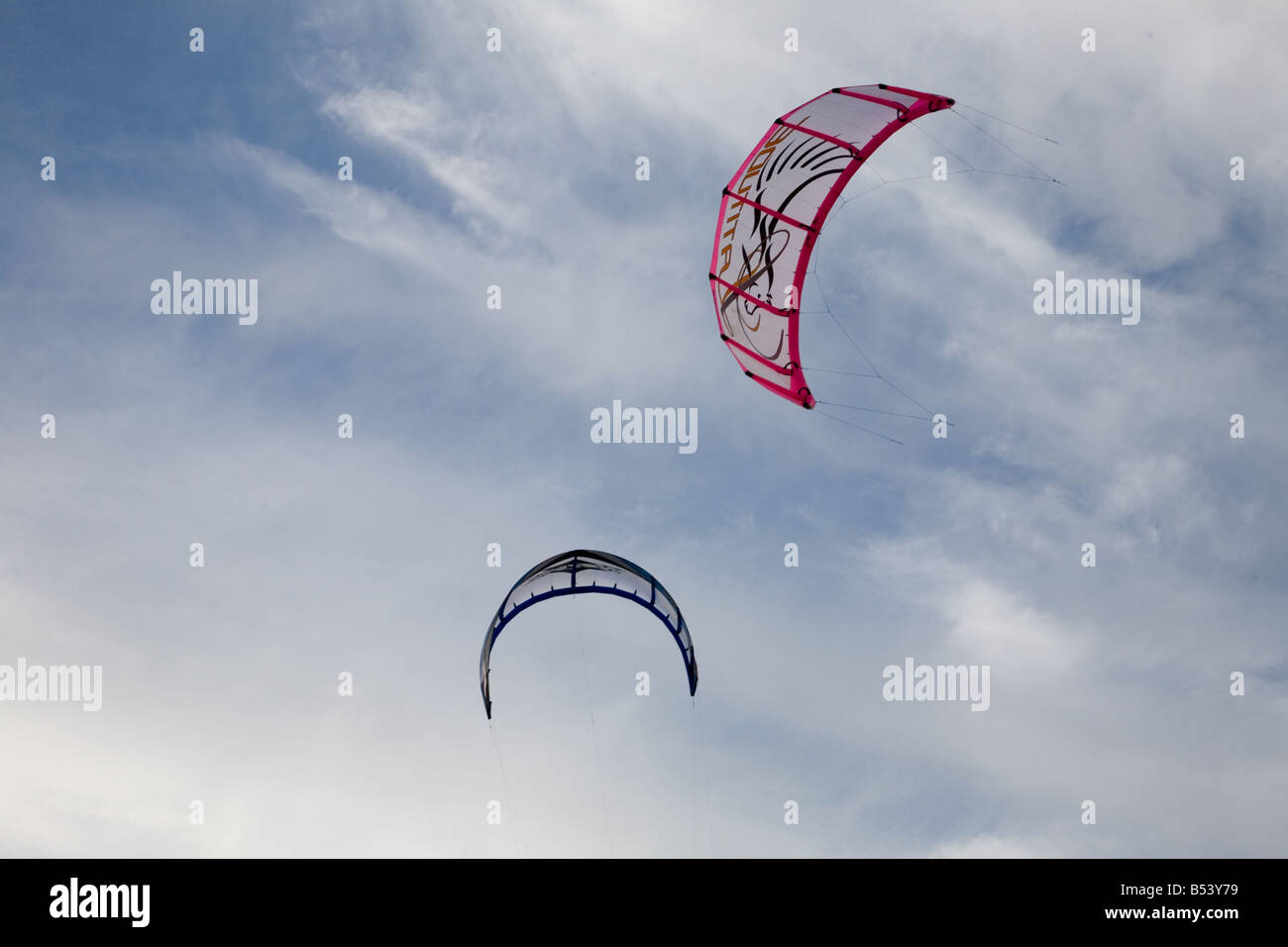 A couple of kitesurfing kites in the sky Shot October 2008 Stock Photo ...