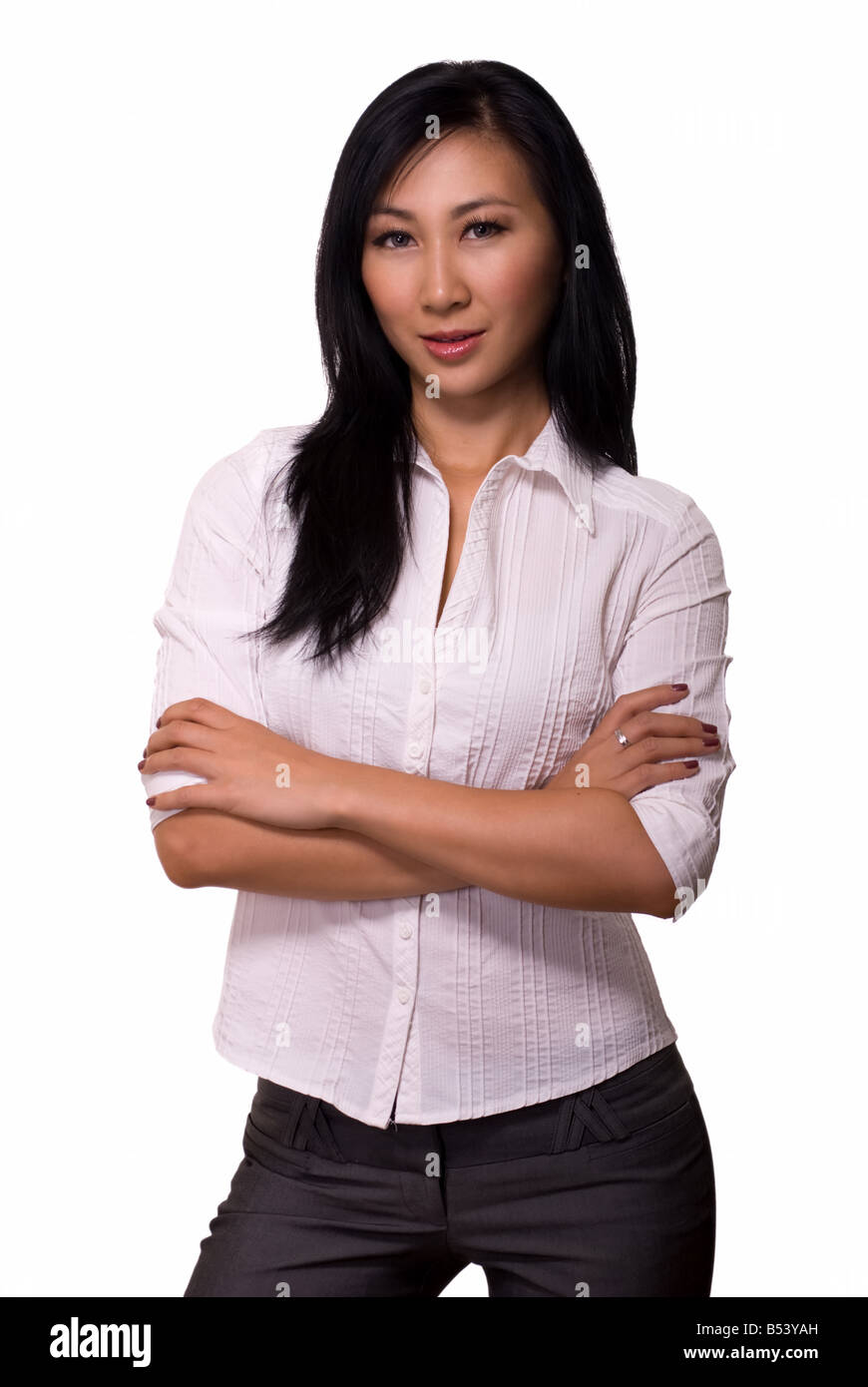 Woman crossing her arms Stock Photo - Alamy