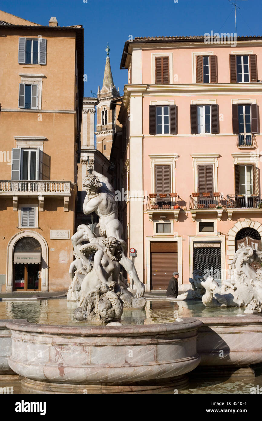 Neptune´s Fountain, at Piazza Navona. Rome. Italy Stock Photo - Alamy