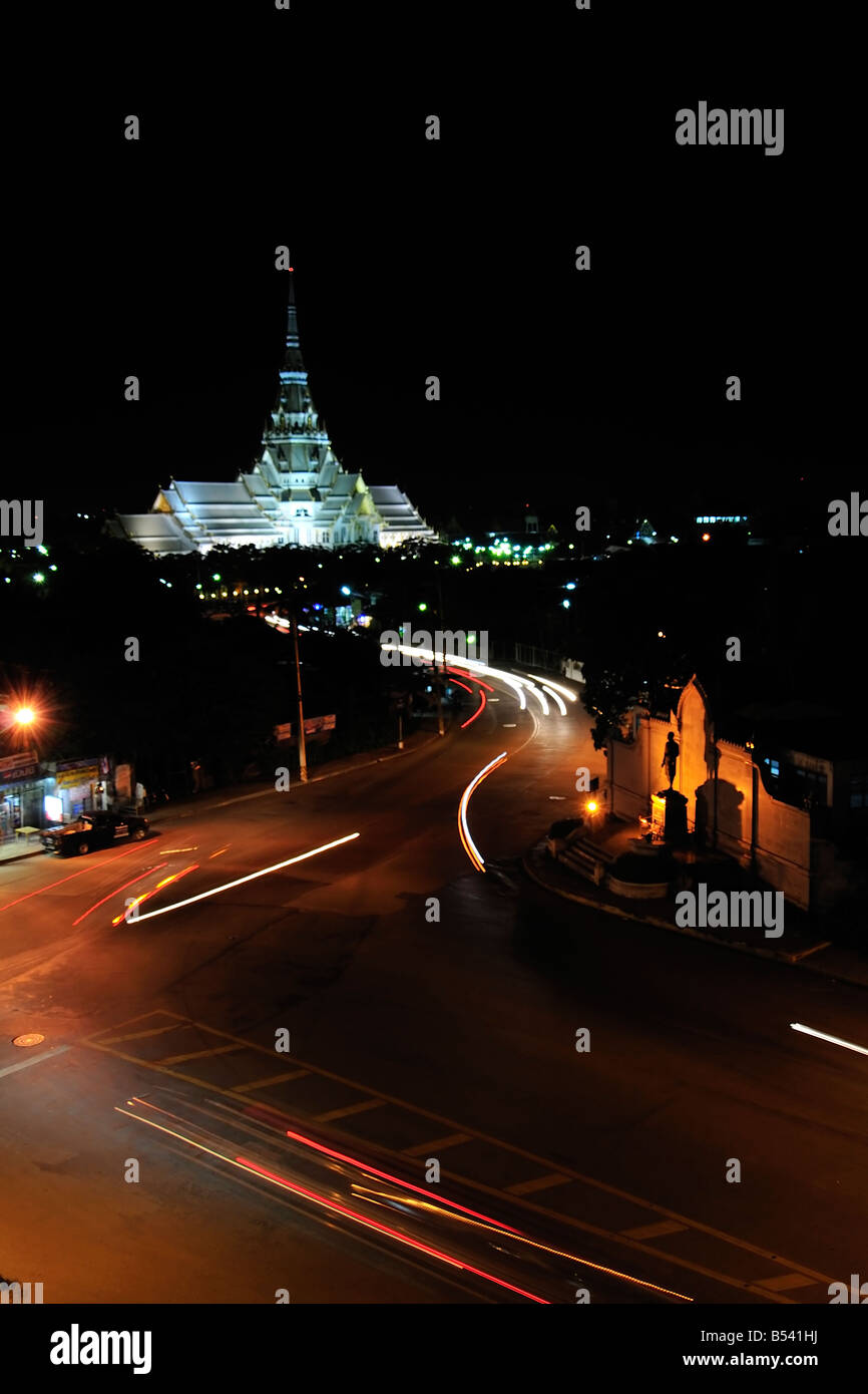 Wat Sothorn at night, it is the oldest and most impressive temple in ...