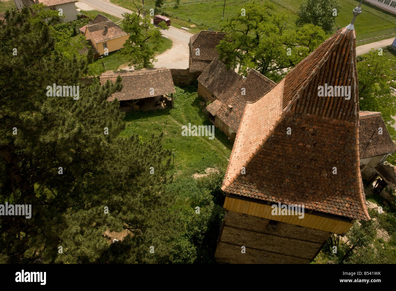 The traditional saxon village of Apold in Transilvania Romania viewed ...