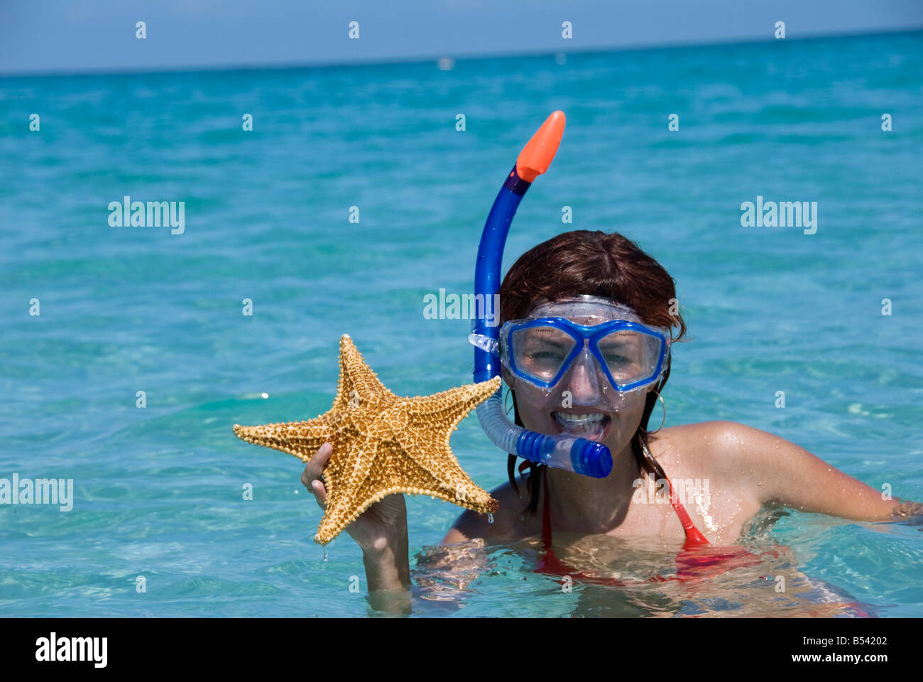 Woman snorkelling star hi-res stock photography and images - Alamy