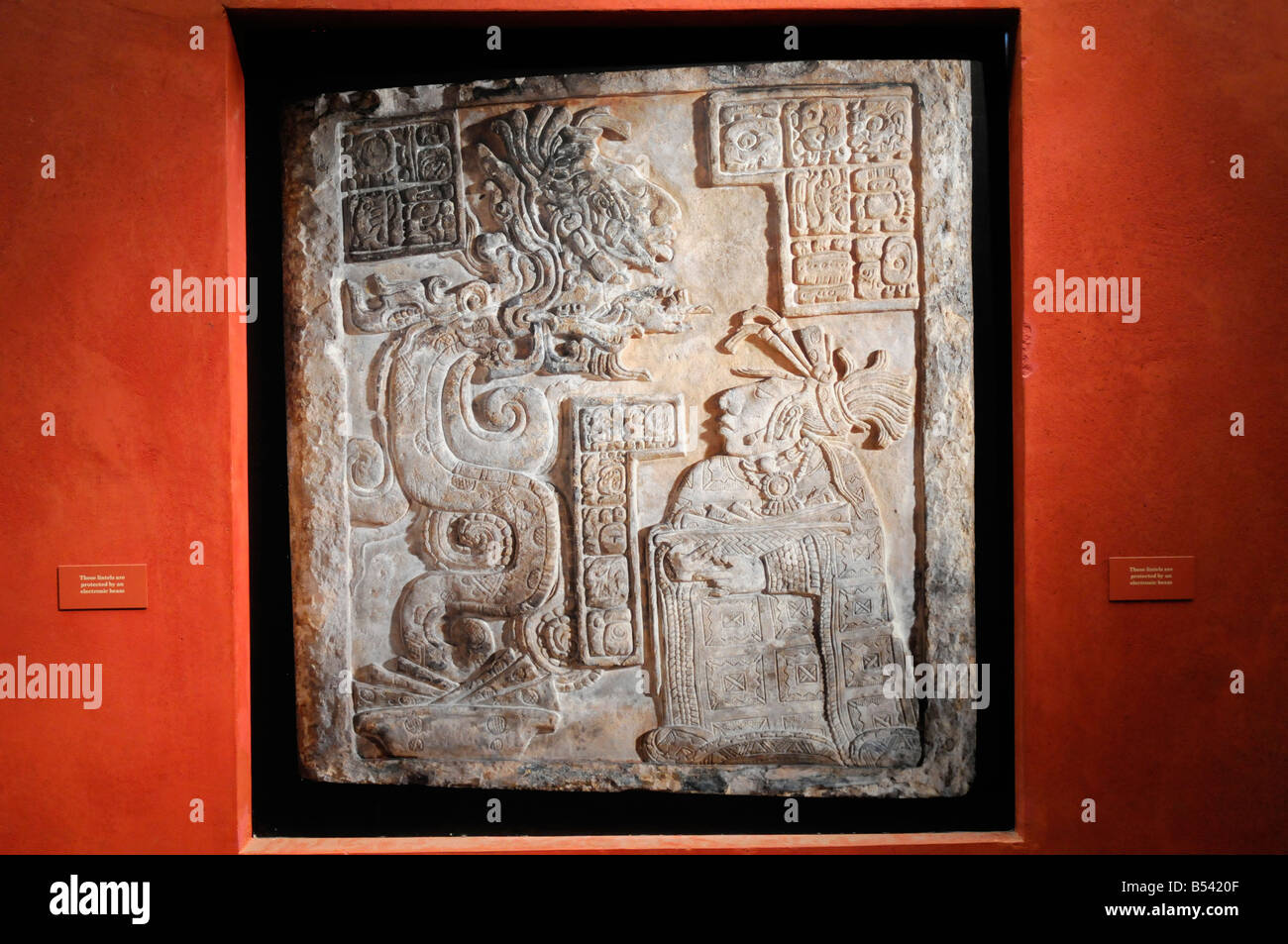 Lintel from Yaxchilan, depicting serpent and Lord Bird Jaguar at the ...