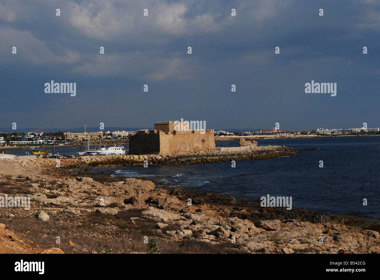 The seashore with the fort harbour and the port and town beyond at ...