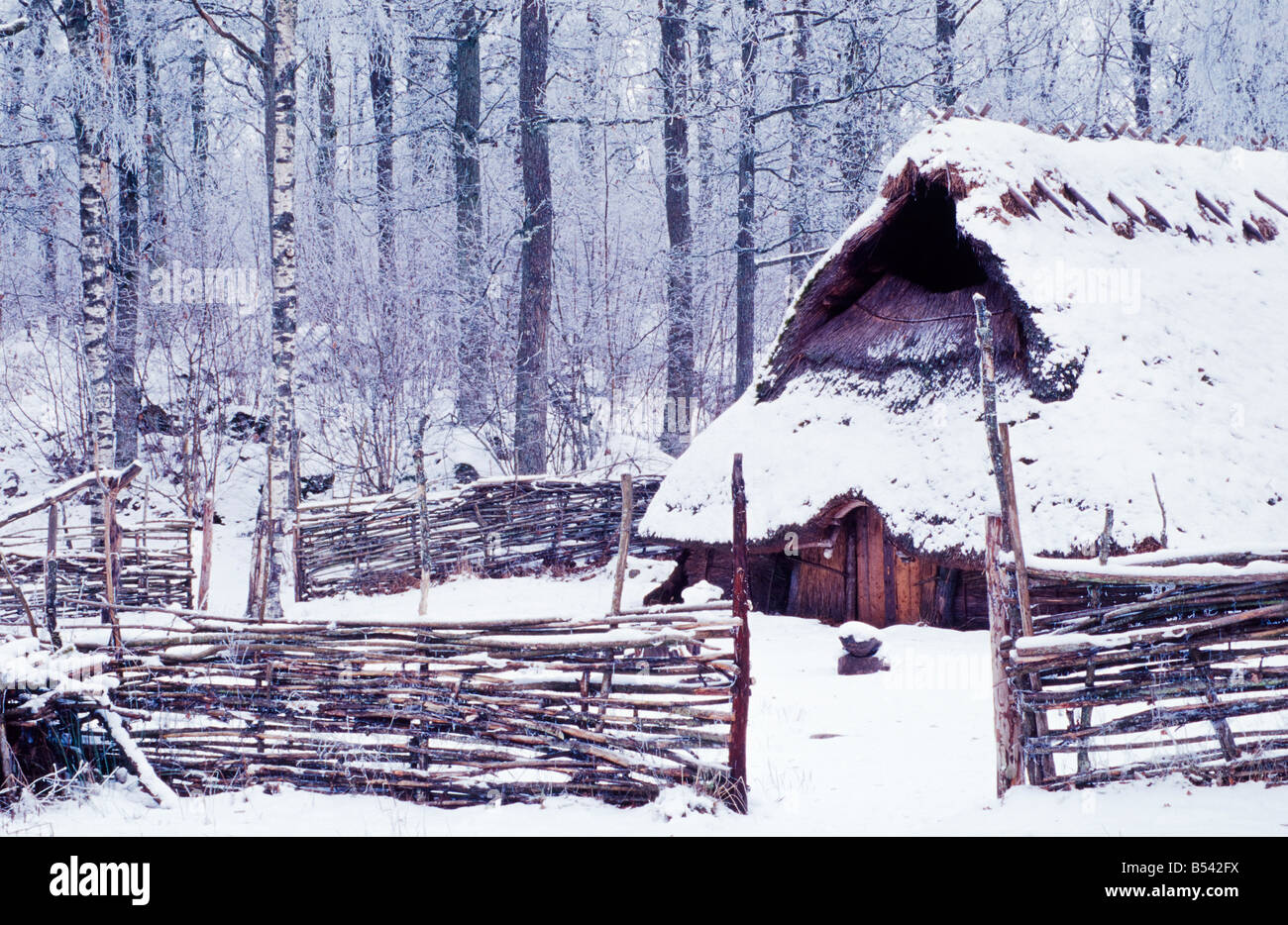 Rebuild long house from stone age Stock Photo - Alamy