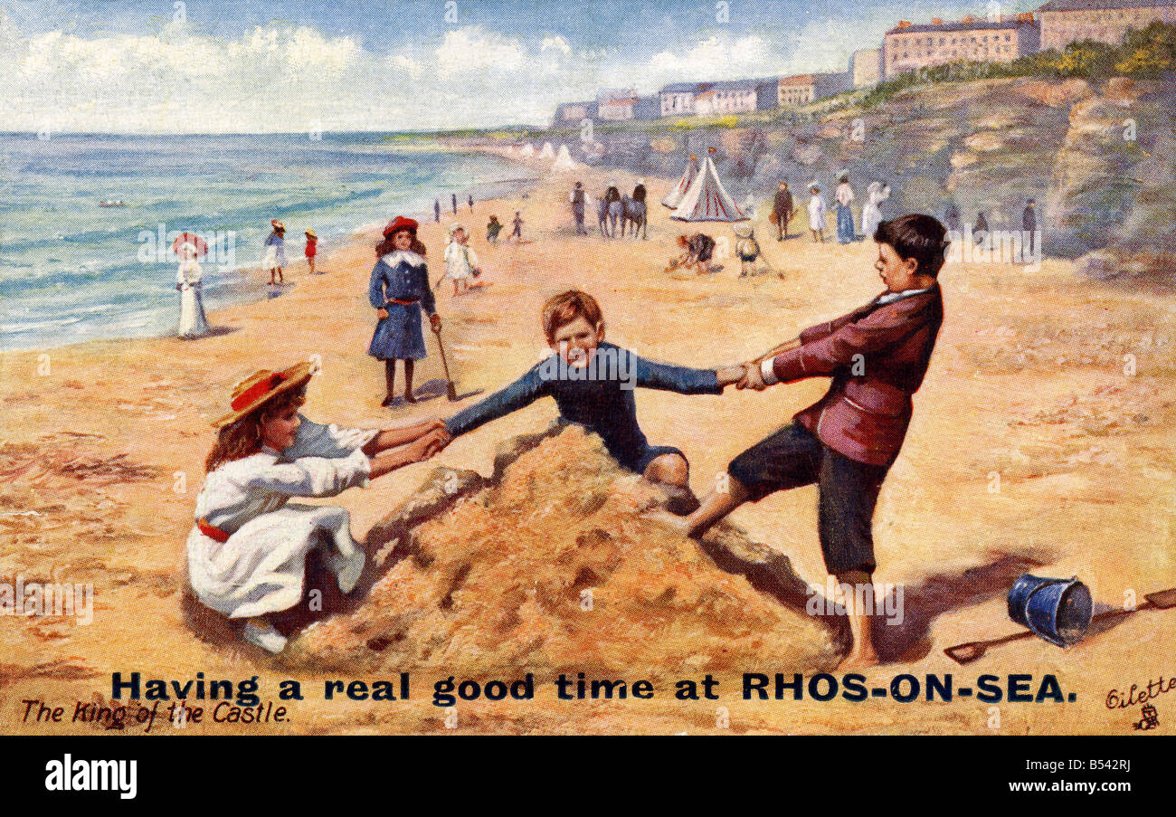 Old vintage seaside picture postcard of Rhos on Sea EDITORIAL USE ONLY ...