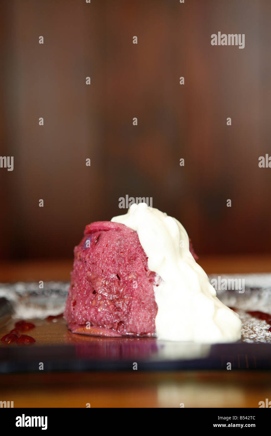Summer pudding with cream Stock Photo - Alamy