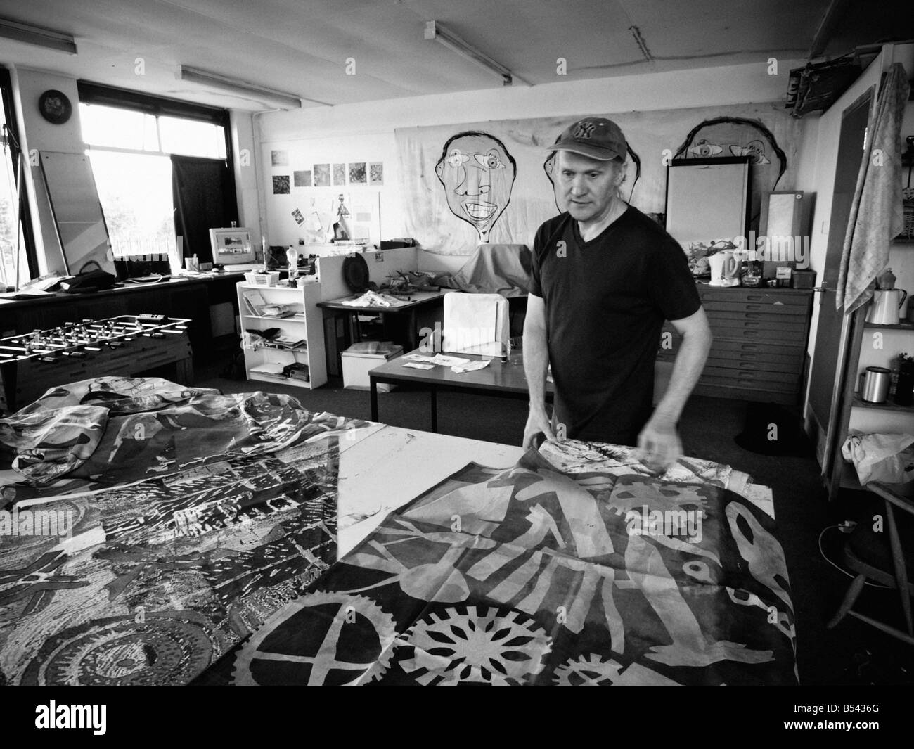 Artist working in his studio at the Old Grammar School, Redruth ...