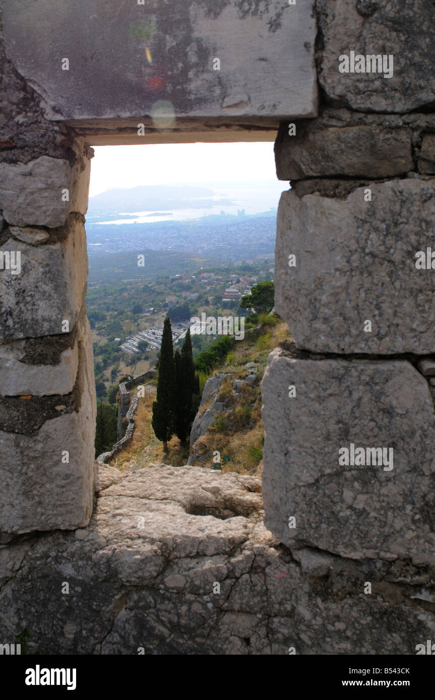 The Fort of Klis and view on Kastelansk bay Dalmatia Croatia Stock ...