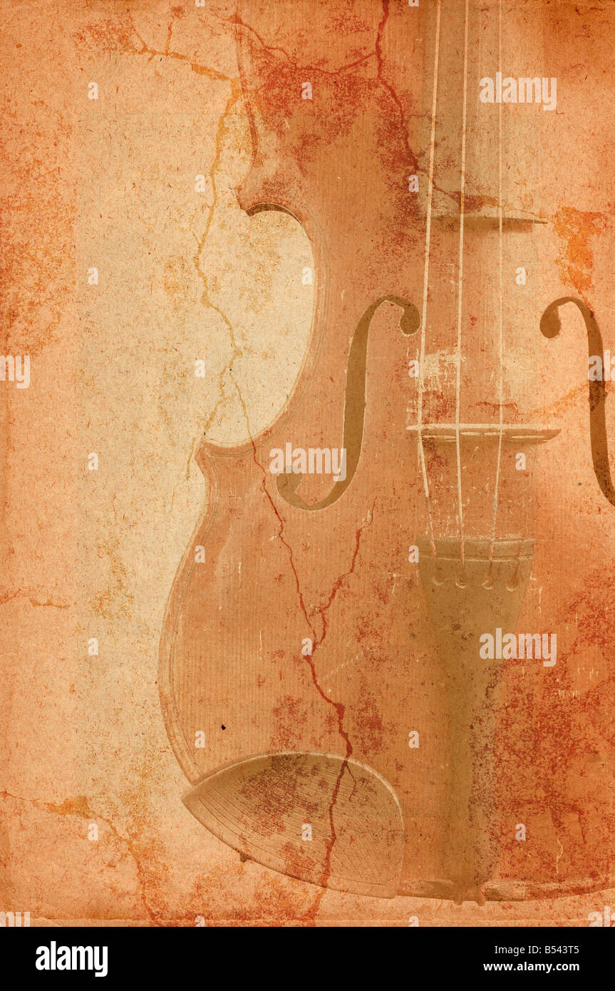 music background with old fiddle in grunge style Stock Photo - Alamy