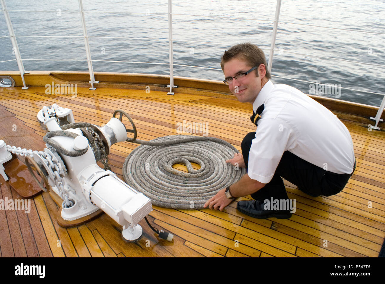 deckhand luxury yacht Canada Stock Photo - Alamy
