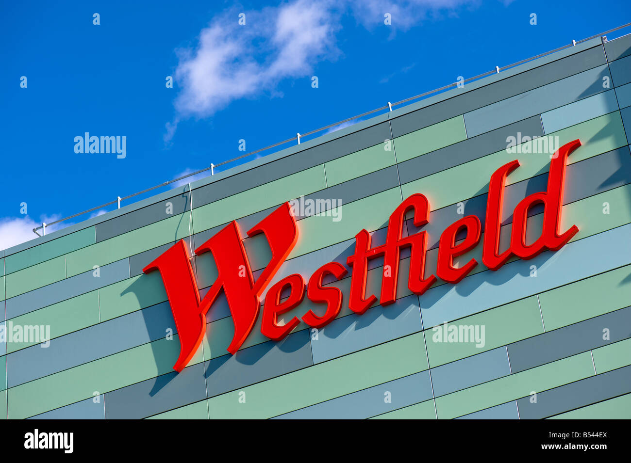 Modern facade of newly built luxury Westfield Shopping Centre White ...